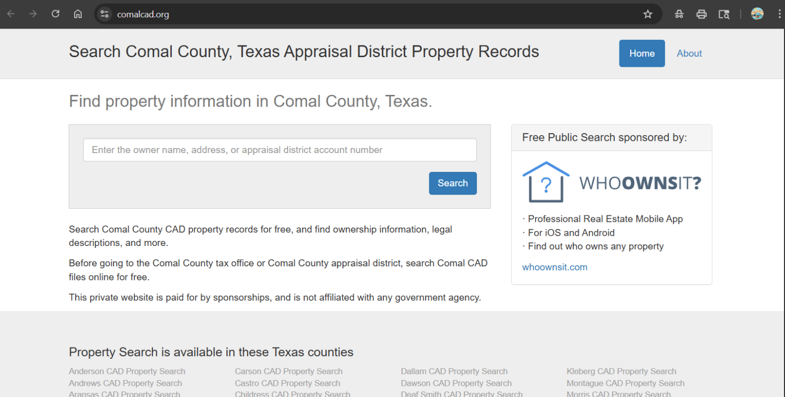 Comal County CAD – Property Search | Texas